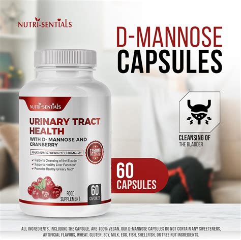 D Mannose Capsules With Cranberry 1350mg For Urinary Health And Bladder