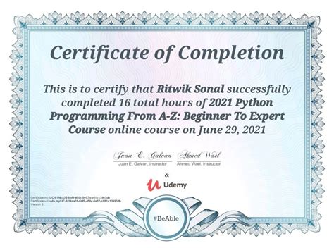 ritwik sonal on linkedin pythonprogramming certification udemy