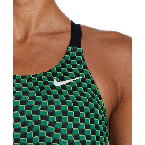 Nike Womens Hydrastrong Drippy Check Fastback One Piece Swimsuit Academy