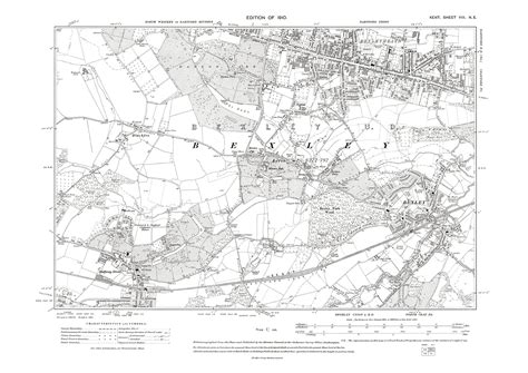 Bexley Heath Bexley Halfway Street Old Map Kent 1910 8ne Old Map