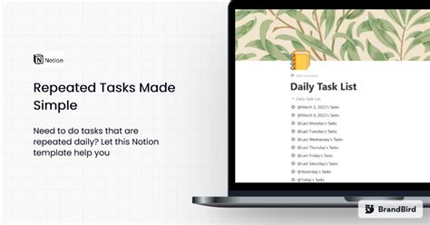 Daily Routine Tasks Notion Template