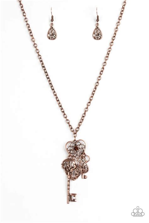 Paparazzi Necklace ~ Secrets Of The Heart Copper Paparazzi Jewelry