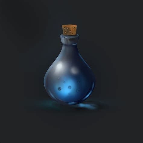 Иллюстрация Бутылка с жидким зельем волшебный эликсир значок игры