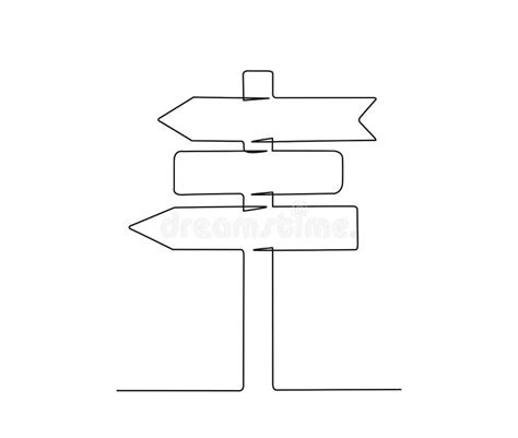 Continuous One Line Drawing Of Road Direction Sign Arrows Direction