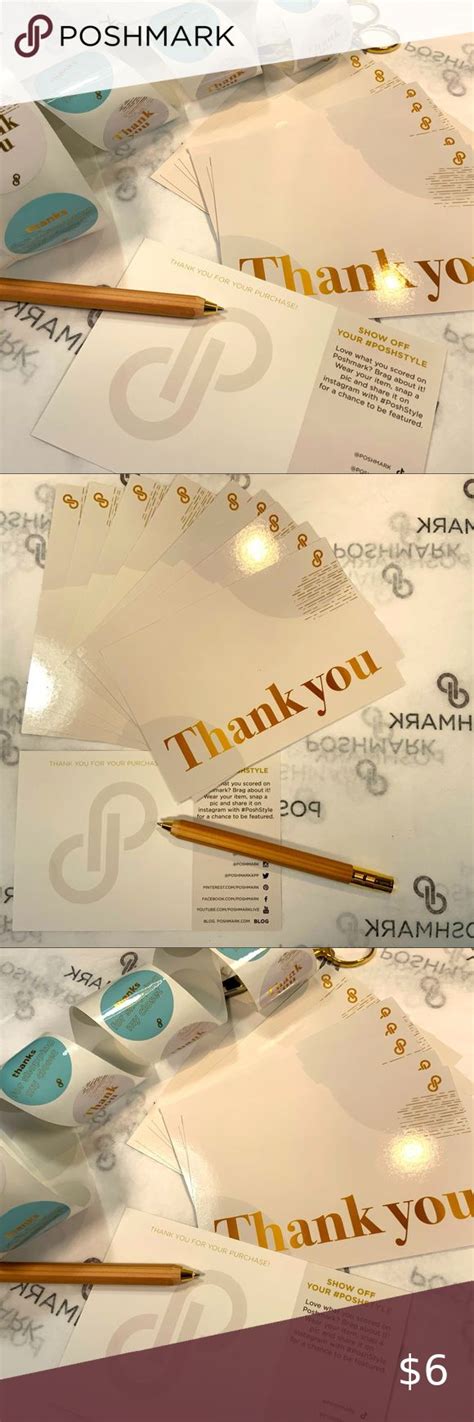 20 Pack Poshmark Thank You Cards And Stickers Cream Thank You Cards