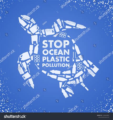 Stop Ocean Plastic Pollution Ecological Poster Turtle Composed Of