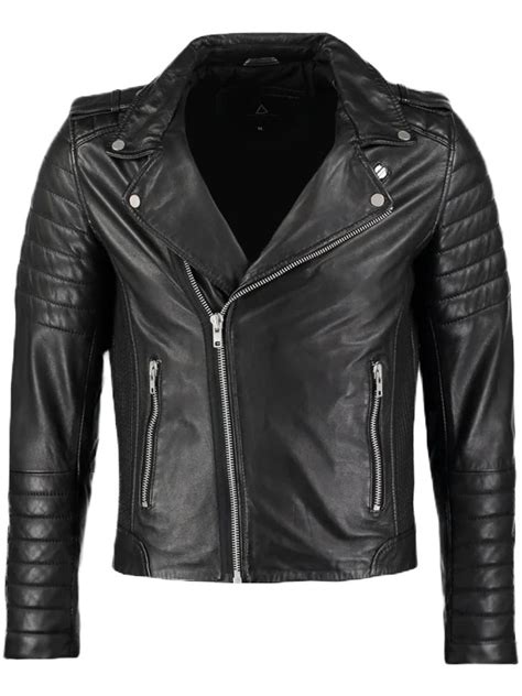 Moto Slim Fit Black Leather Biker Jacket