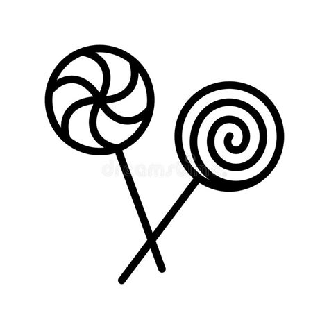 Candy Flat Line Icon Sweet Food Symbol Stock Vector Illustration Of