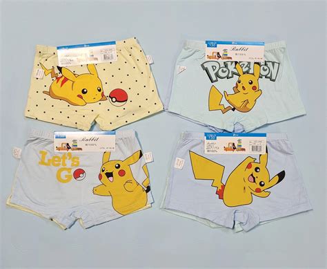 포켓몬 피카추 작은 사각형 가방 프린트 코튼 소재 팬티 남아용 귀여운 속옷 아동 속옷 티몬