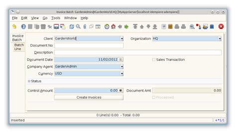 Invoice Batch Window ID 342 IDempiere En