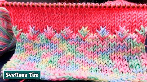 УЗОРЫ СПИЦАМИ Как красиво оформить переход между цветами Ленивый Жаккард спицами Youtube