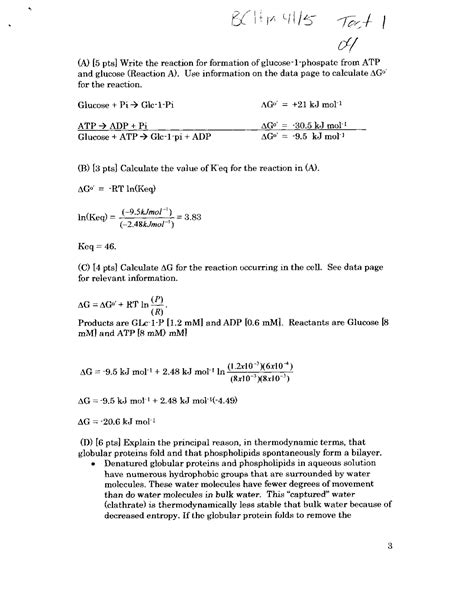 Exam 1 Solutions For General Biochemistry Bchm 4115 Exams