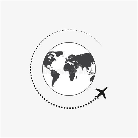 Airplane Icon Travel Trip Round The World Stock Vector Illustration