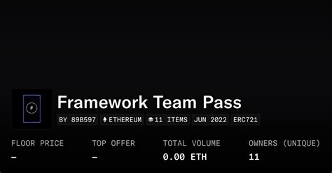 Framework Team Pass Collection Opensea