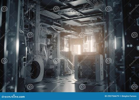 Data Storage Connection Network In Servers Data Center Room Storage