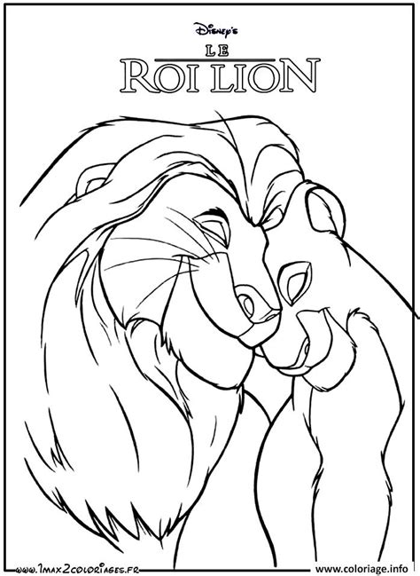Coloriage Simba Et Nala Adulte Roi Lion Dessin Roi Lion à Imprimer