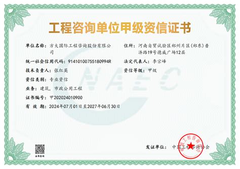 方大国际工程咨询股份有限公司 企业资质