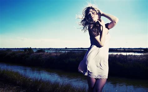Wallpaper Sunlight Women Outdoors Model Sunset Dress Blue Morning Fashion Emotion