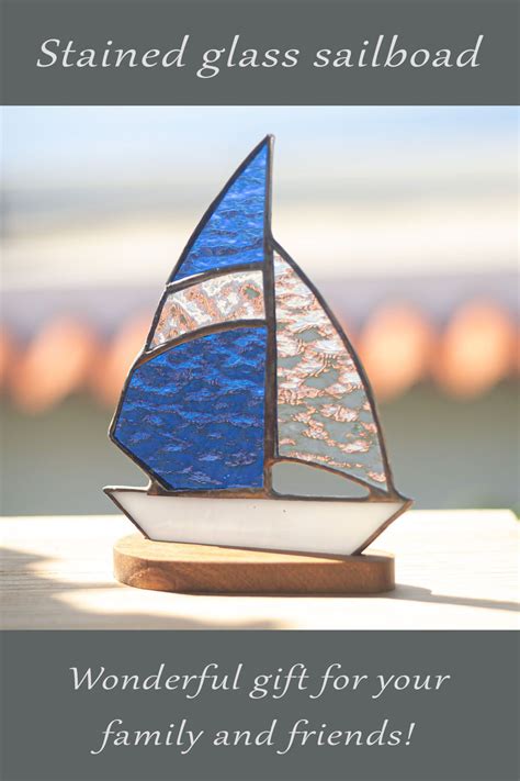 Stained Glass Sailboat On A Wooden Stand Artofit