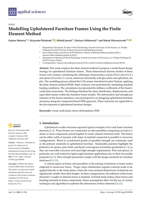 pdf modelling upholstered furniture frames using the finite element