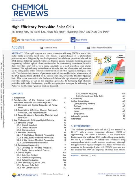 High Efficiency Perovskite Solar Cells Pdf Molecular Orbital