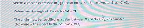 Solved Vector A Can Be Expressed In Ijk ﻿notation As