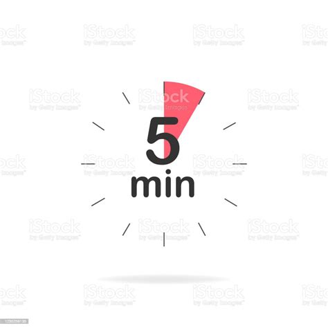 5 Menit Timer Simbol Stopwatch Dalam Gaya Datar Ilustrasi Vektor