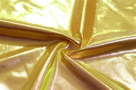 Bright Yellow Shimmer Spandex Knit Fabric Glitter Fabric शिमर फैब्रिक