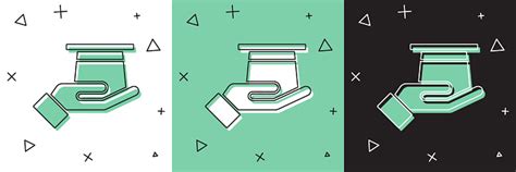 흰색과 녹색 검은 색 배경에 고립 된 손 아이콘에 마술모자를 설정합니다 마술 미스터리 엔터테인먼트 컨셉 벡터 가능성에 대한 스톡 벡터 아트 및 기타 이미지 Istock