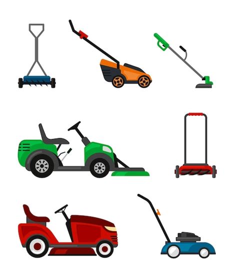 Premium Vector Lawnmower Outdoor Grass Decorated Trimming Machine Seasonal Cutting Yard Vector