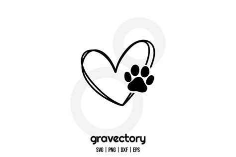 Dog Paw Heart Svg Gravectory