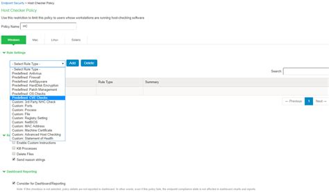 Configuring Host Checker Policy