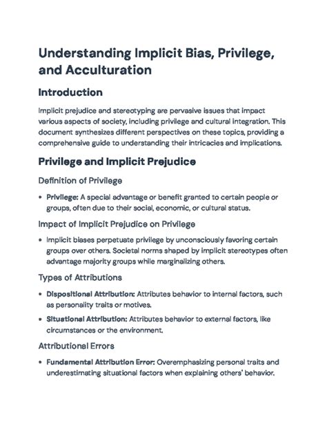 Understanding Implicit Bias Privilege And Acculturation In Society