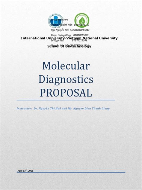 Molecular Diagnostics Proposal International University Vietnam National University School Of