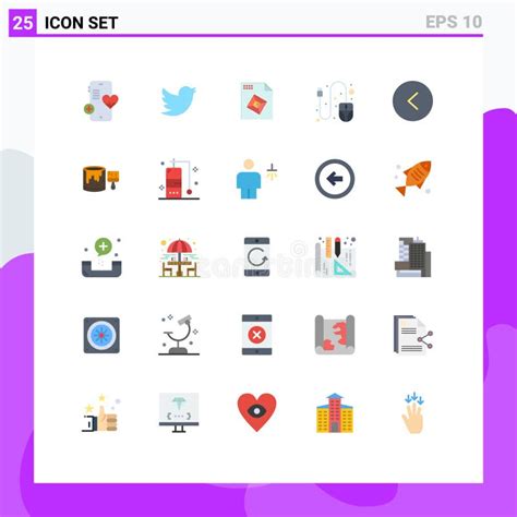 Group Of Modern Flat Colors Set For Bucket Left Processing Circle Scroll Stock Vector