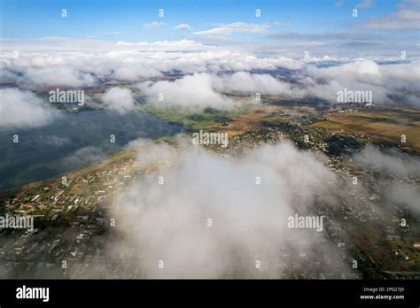 Atmosphere Of Flying Above Clouds Sky Thunderclouds Horizon Line From An Airplane Drone