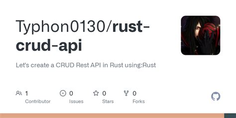 Github Typhon0130rust Crud Api Lets Create A Crud Rest Api In Rust Usingrust