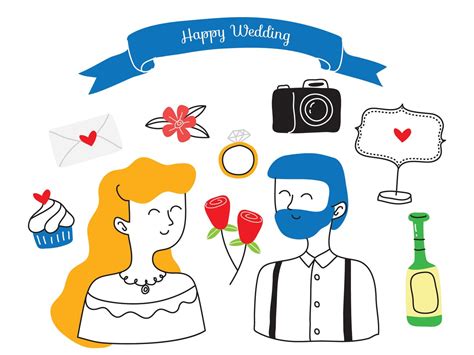 Wedding Doodle Set 217505 Vector Art At Vecteezy