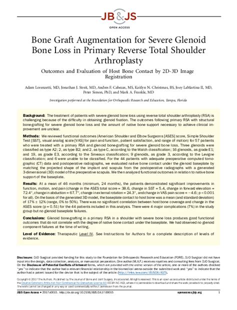 Pdf Bone Graft Augmentation For Severe Glenoid Bone Loss In Primary Reverse Total Shoulder