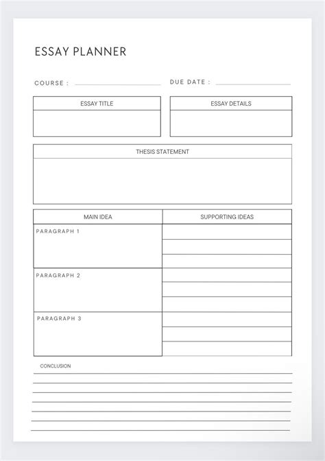 Essay Plan Templateessay Planneracademic Plannerrevision Guideessay