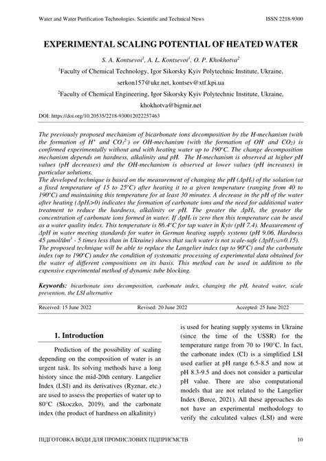 PDF EXPERIMENTAL SCALING POTENTIAL OF HEATED WATER