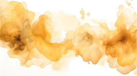 Dark Gold Watercolor Blobs On White Background Artistic Presentation Background Stock