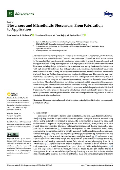 Pdf Biosensors And Microfluidic Biosensors From Fabrication To