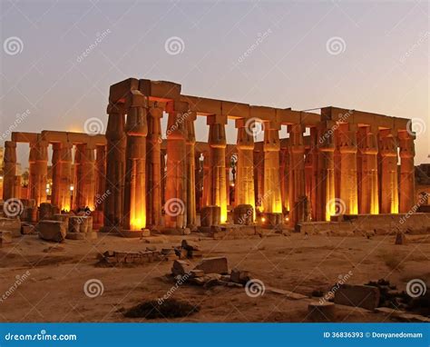 Luxor Temple At Night Egypt Stock Image Image Of Luxor Complex