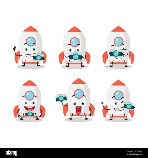 Photographer Profession Emoticon With White Rocket Firecracker Cartoon