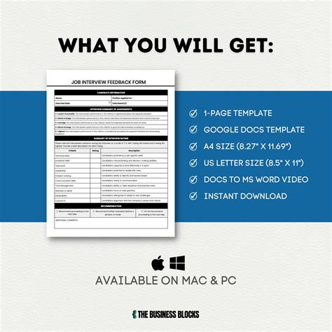 Job Interview Feedback Form Template Human Resources Interview