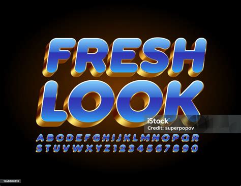 벡터 럭셔리 사인 프레쉬 룩 파란색 과 금 알파벳 문자 와 숫자 Fashion Show에 대한 스톡 벡터 아트 및 기타 이미지 Fashion Show 개념 고급