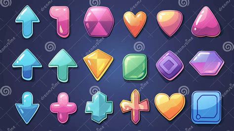 Cartoon Modern Set Of Glossy Pointers Cute Arrow Buttons And Icons For