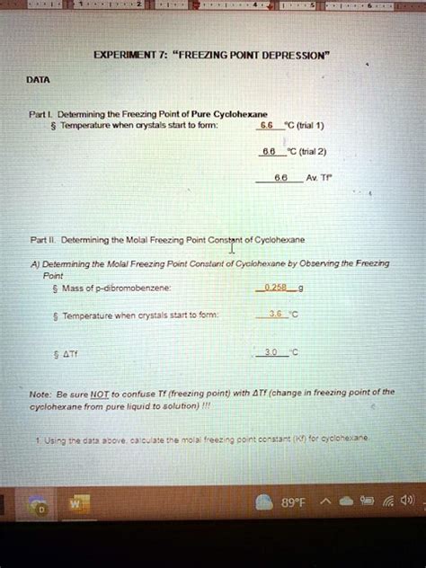 SOLVED Using The Data Above Calculate The Molal Freezing Point