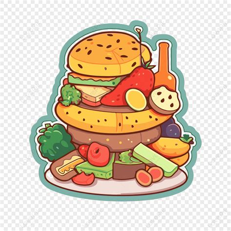 卡通漢堡和其他食物圖像剪貼畫 向量卡通食物貼紙eps圖案素材免費下載，可愛卡通圖片，尺寸4267 × 4267px Lovepik